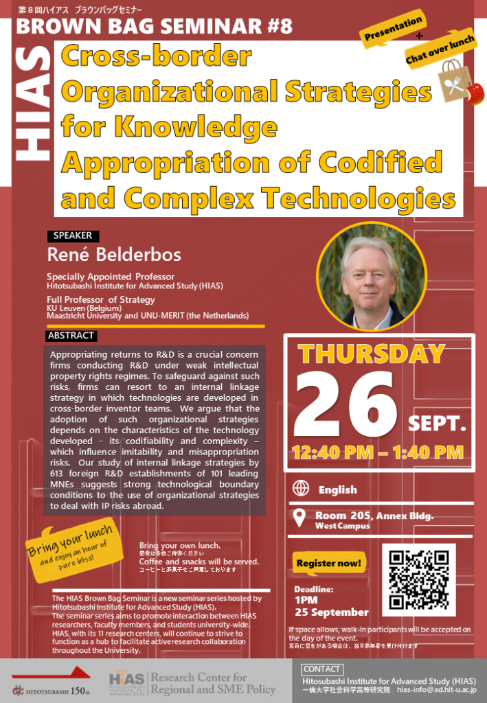 26 September, The 8th Brown Bag Seminar: René Belderbos (KU Leuven ...